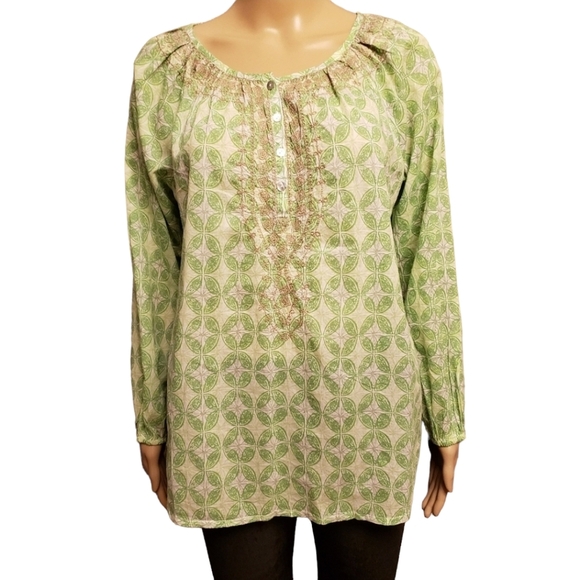 Sigrid Olsen | Tops | Sigrid Olsen Green Pheasant Blouse | Poshmark